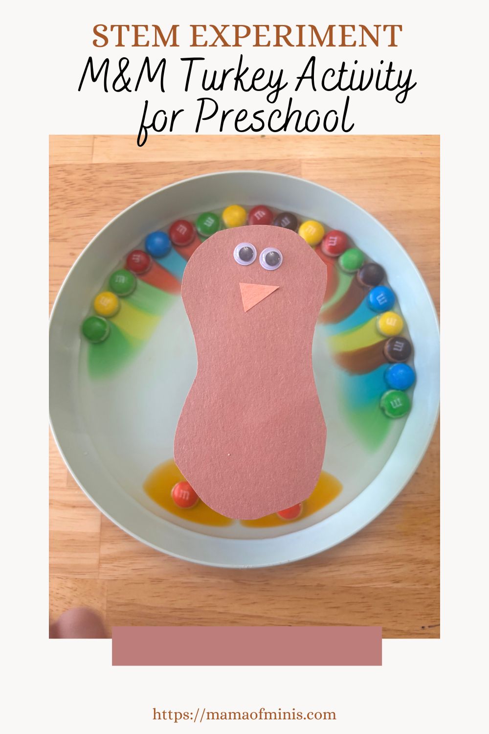 M&M Thanksgiving Turkey STEM Activity for Preschool