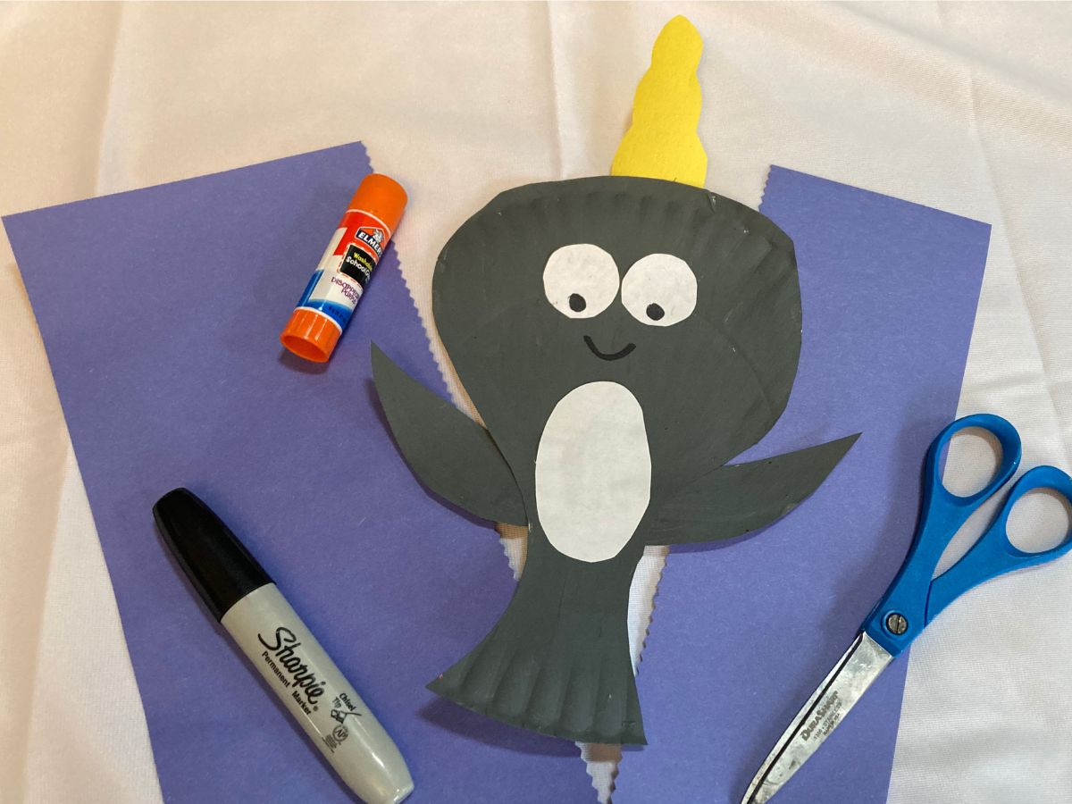 Paper Plate Winter Narwhal Craft for Kids
