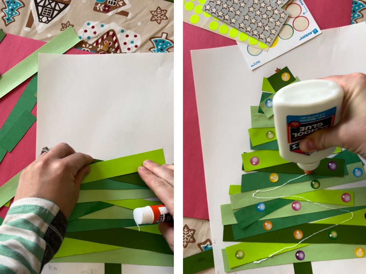 Paper Strip Christmas Tree Craft for Preschool