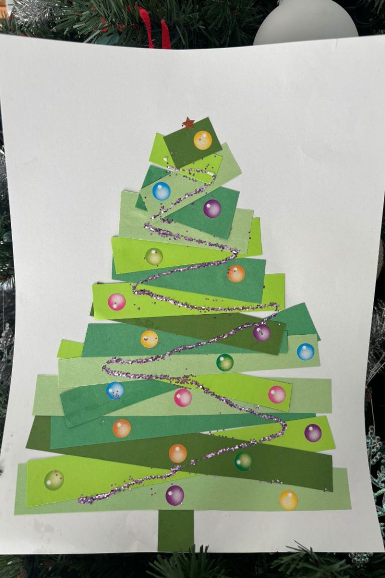Paper Strip Christmas Tree Craft for Preschool