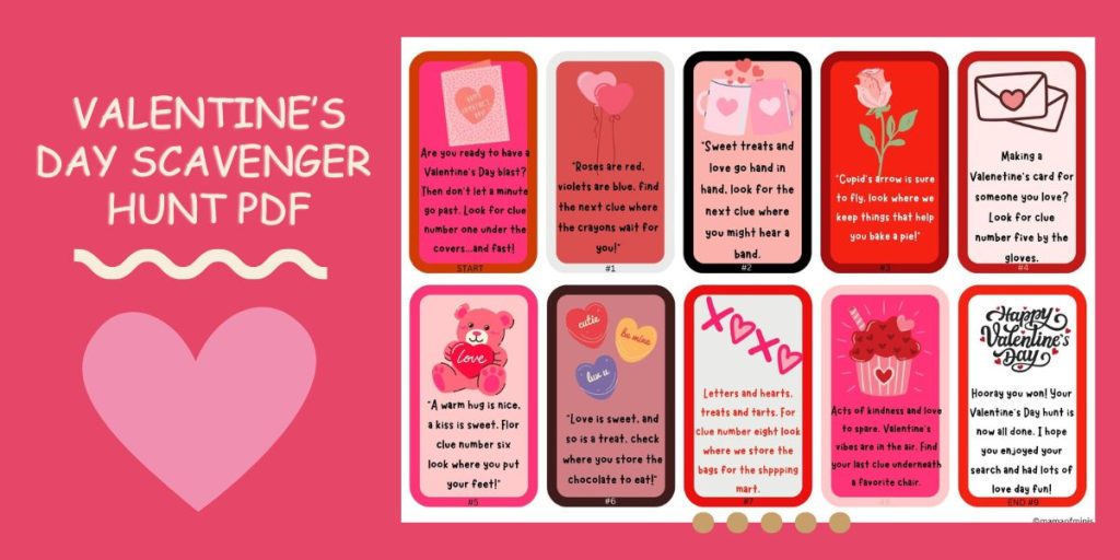 Free Valentines Scavenger Hunt Printable PDF
