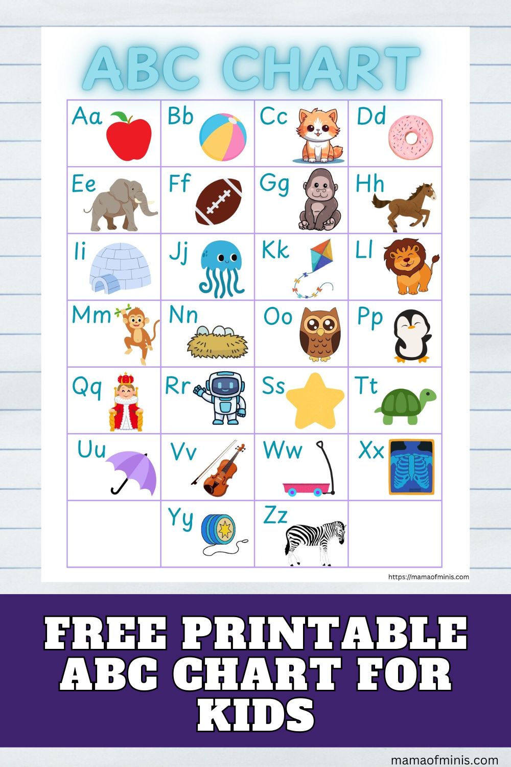 Free Printable ABC Chart for Kindergarten
