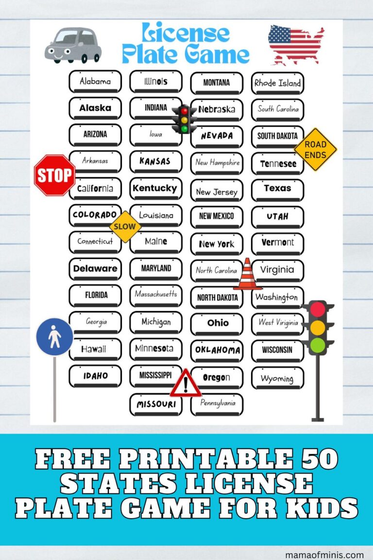 US License Plate Game Free Printable