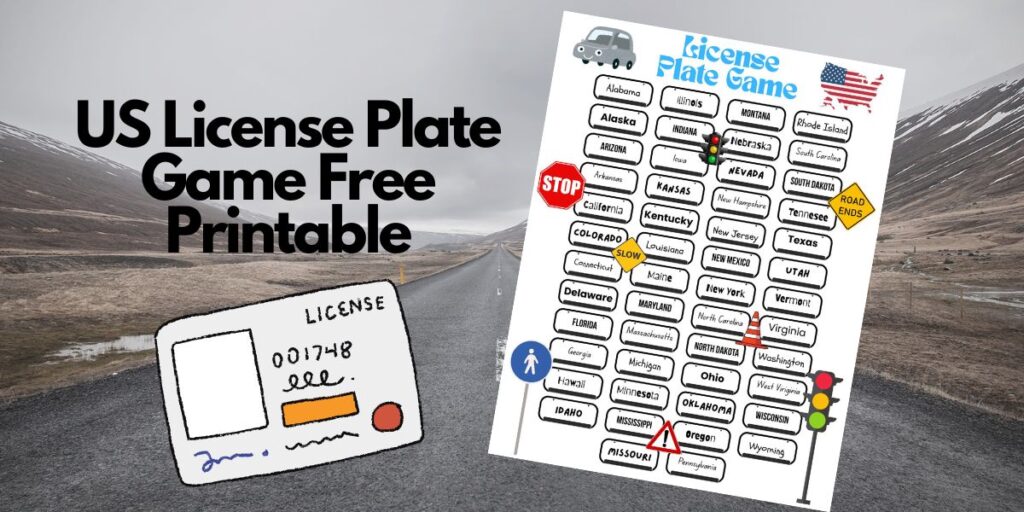 US License Plate Game Free Printable