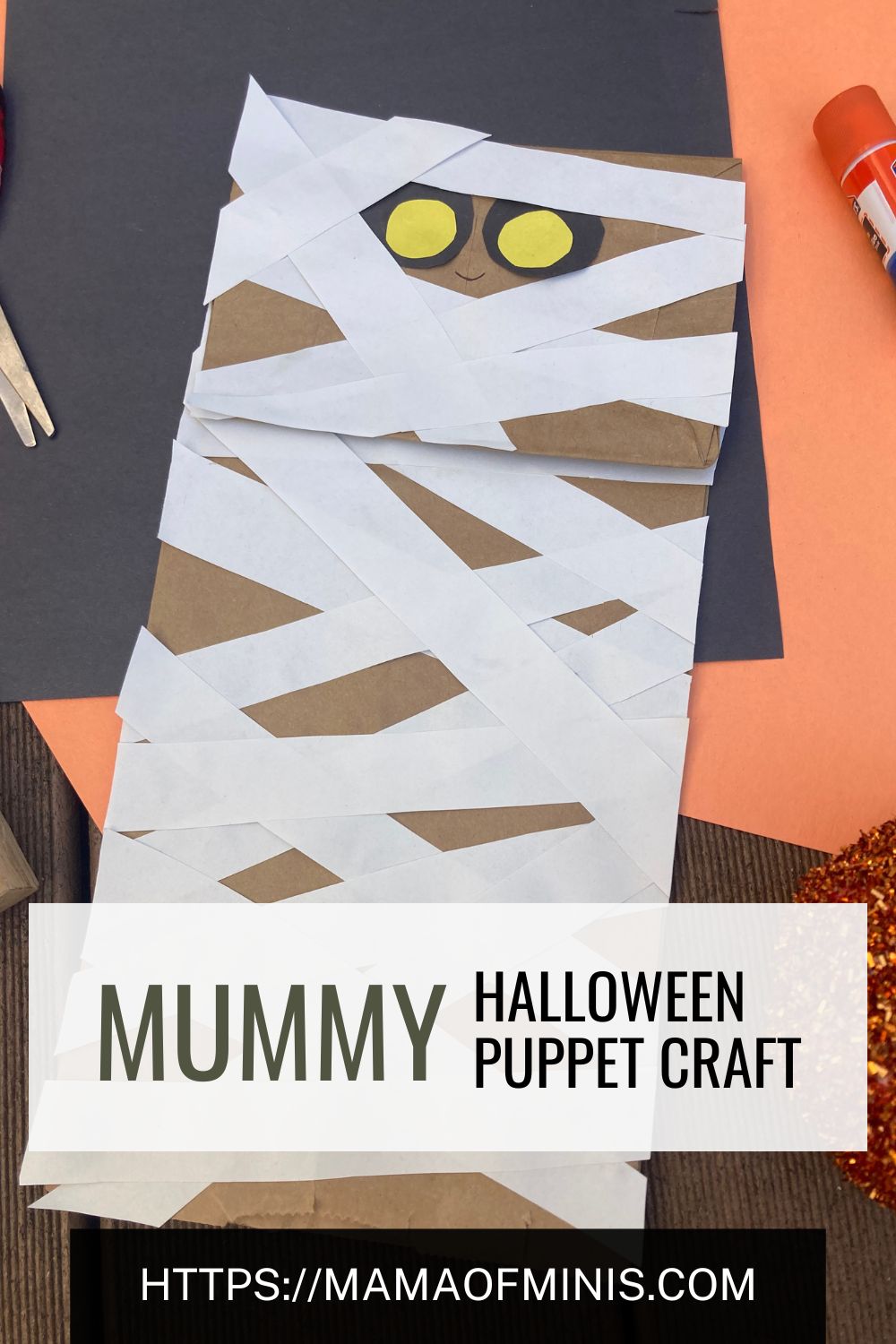 Halloween Mummy Puppet Craft for Kids