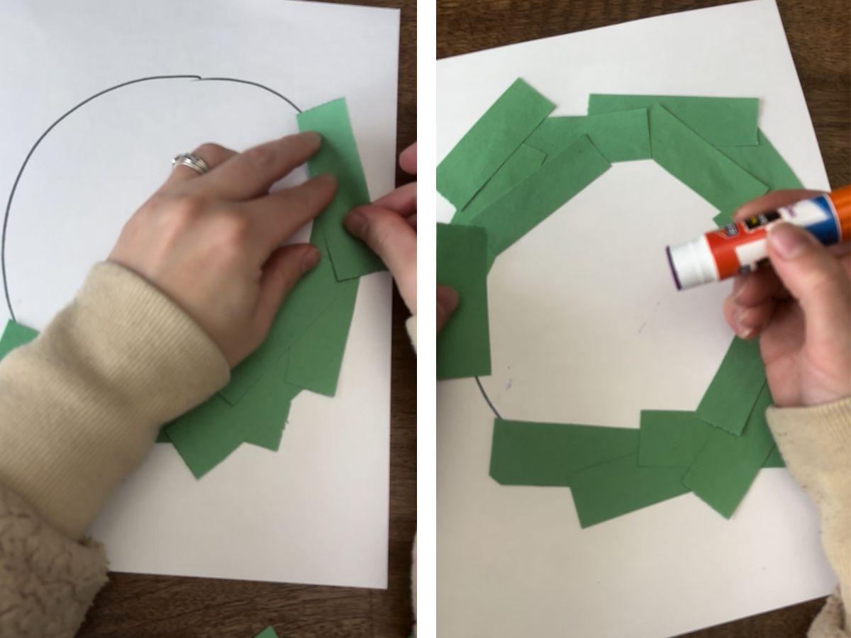 Paper Strip Christmas Wreath Craft for Kids