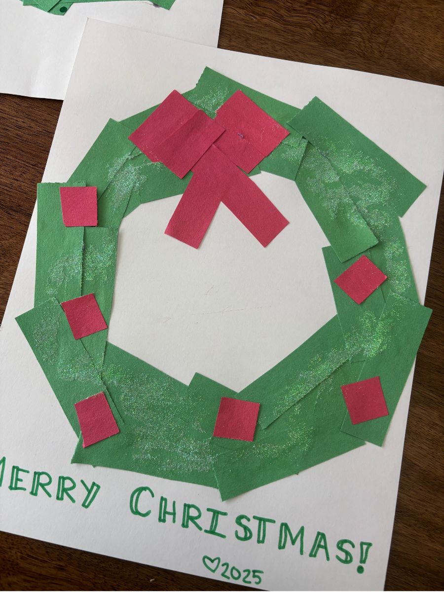 Paper Strip Christmas Wreath Craft for Kids