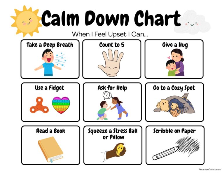 11 Free Printable Calm Down Charts for Kids