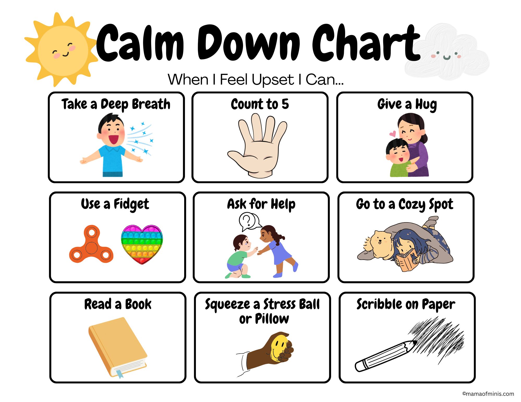 11 Free Printable Calm Down Charts for Kids